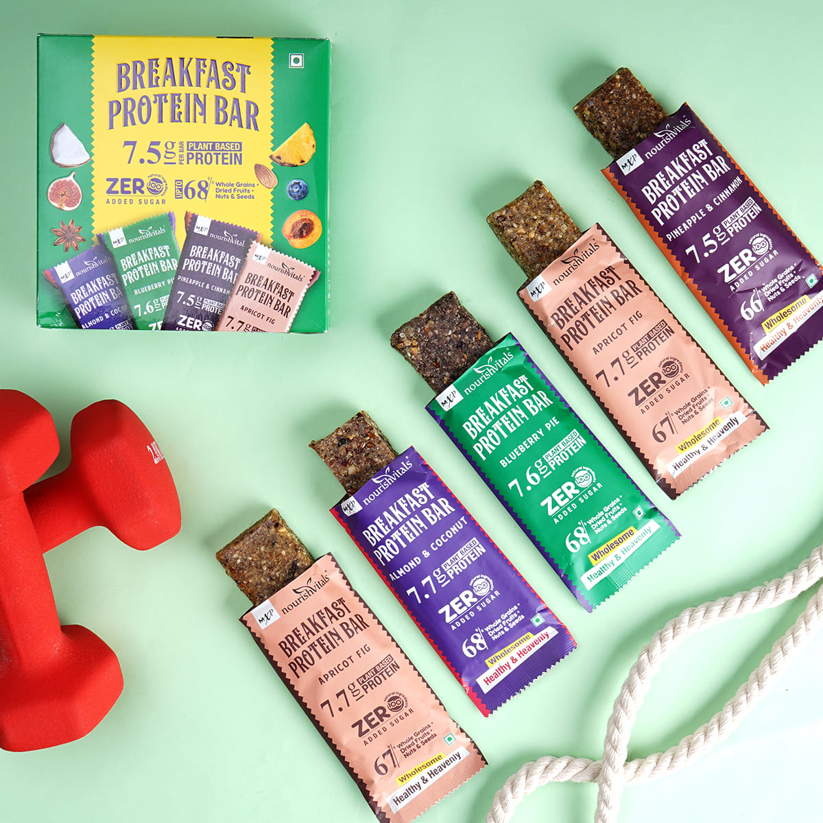 NourishVitals Assorted Breakfast Protein Bars, 275g – MuscleXP