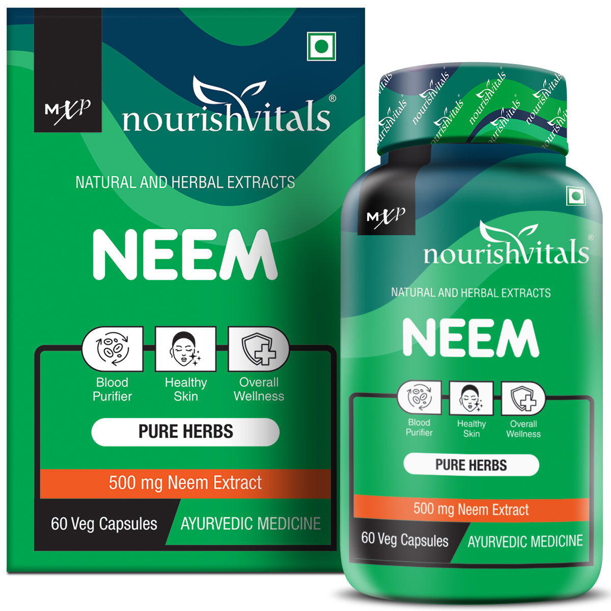 NourishVitals Neem Pure Herbs, 60 Veg Capsules – MuscleXP