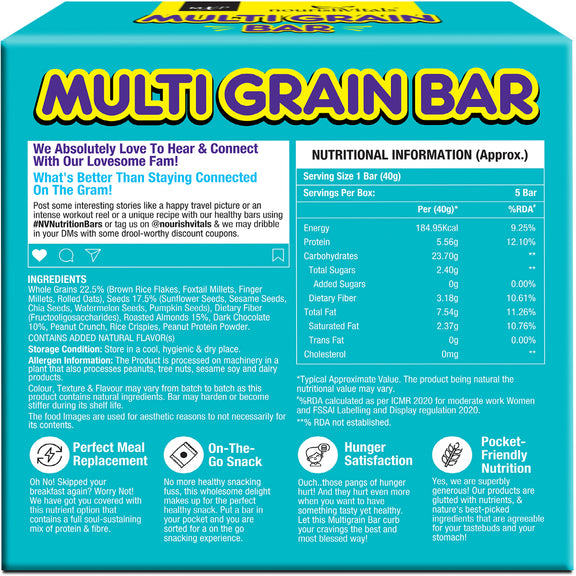 NourishVitals Multi Grain Choco Chunk Nut Bar, 200g – MuscleXP