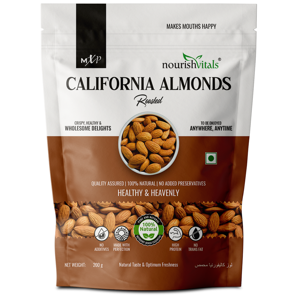 NourishVitals California Roasted Almonds, 200g – MuscleXP