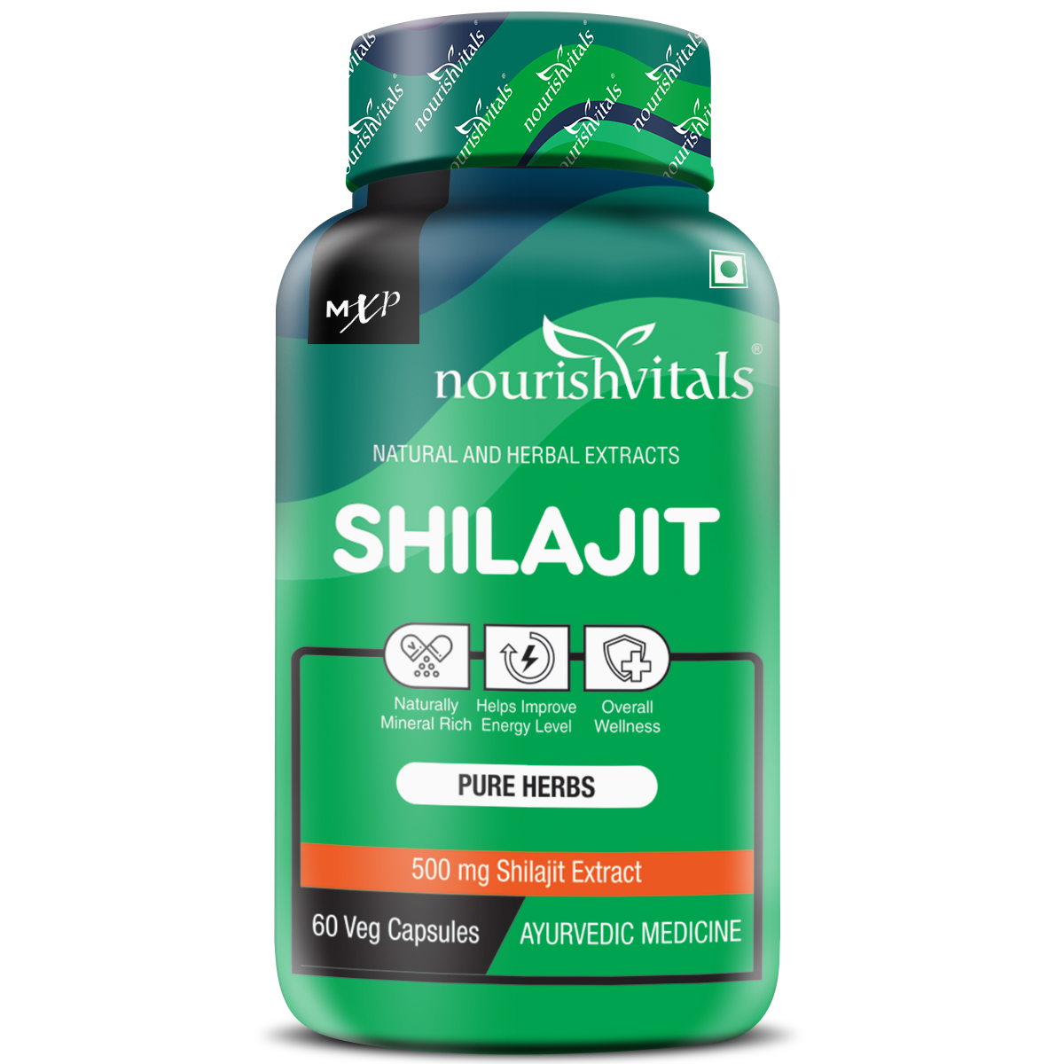 NourishVitals Shilajit Pure Herbs, 60 Veg Capsules – MuscleXP
