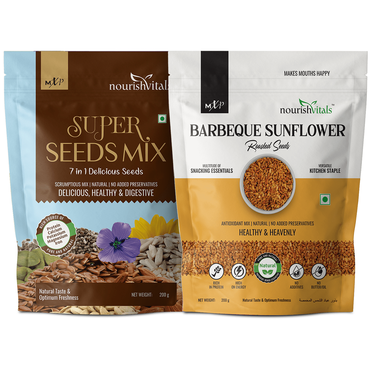 NourishVitals Super Seeds Mix 7 in 1 + Barbeque Sunflower Roasted Seed ...