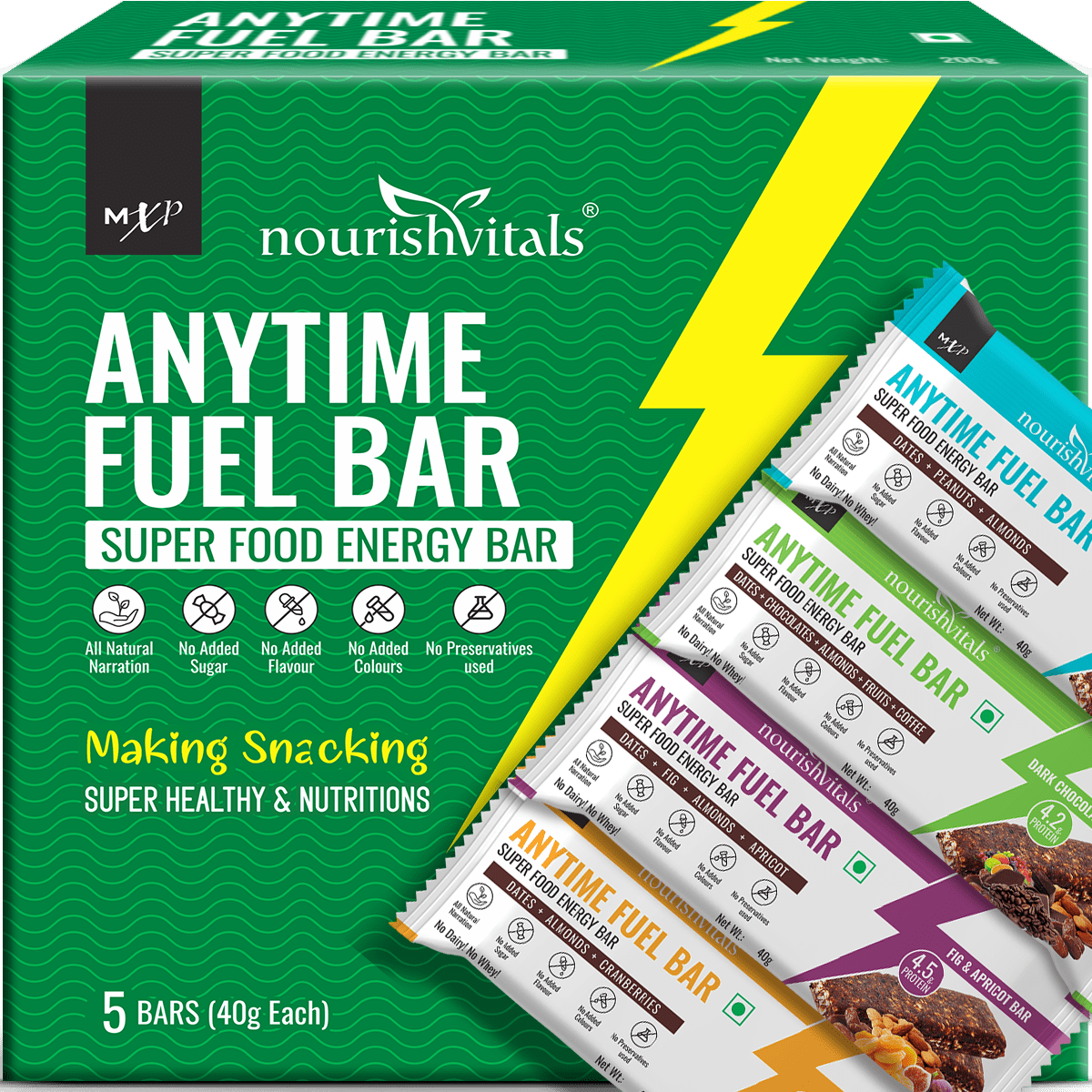 NourishVitals Anytime Fuel Dates Bar Super Food Energy Bar, 5 Assorted ...